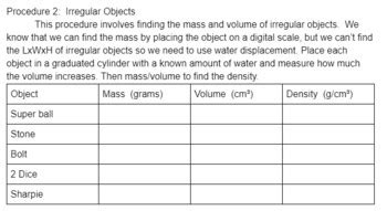 Find The Mass Volume And Density Lab By Kevin Lancaster TPT