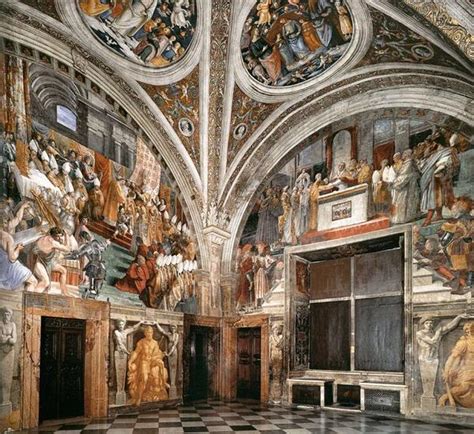 梵蒂冈博物馆 9 拉斐尔画室4 火灾厅壁画：波尔哥的火灾，拉斐尔老师佩鲁吉诺的天顶画【多图欣赏】 知乎