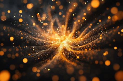Witness Shimmering Particles Swirl A Mesmerizing Golden Light Show Stock Illustration