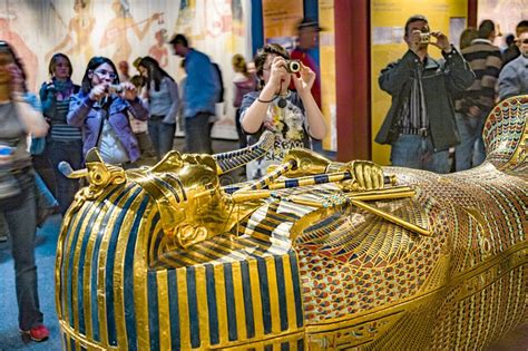 People Visit The Tut Ench Amon Exhibition In Munich With Replica Of