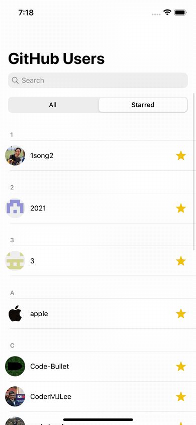 Github 1song2github User Search App Github 유저를 검색하고 즐겨찾기를 할 수 있는 앱