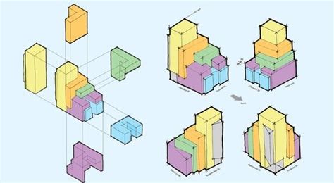 Arup Associates Ropemaker Place Interlocking Cube Forms Diagram