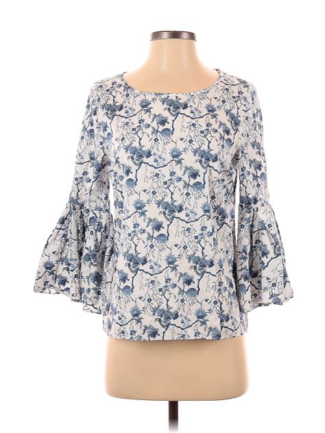 Jane And Delancey 100 Cotton Blue Long Sleeve Blouse Size S 66 Off