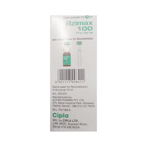 Azimax 100mg Dry Syrup 15ml Buy Medicines Online At Best Price From