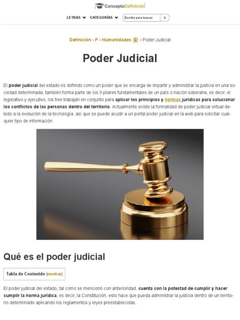 ¿qué Es El Poder Judicial Definición Y Significado 2021 Pdf