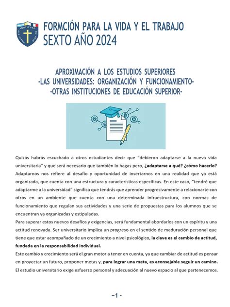 Aproximacion A Los Estudios Superioreslas Universidades Y Otras