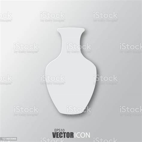 회색 배경에 고립 된 그림자와 함께 흰색 스타일에서 꽃병 아이콘 0명에 대한 스톡 벡터 아트 및 기타 이미지 0명 개념