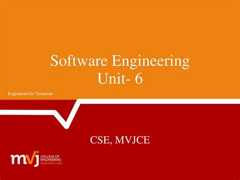 Software Engineering Unit 6 Engineered For Tomorrow Cse Mvjce Ppt Download