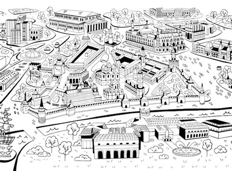 Carte Muette De Moscou Russie Skyline Avec Des Bâtiments Noirs