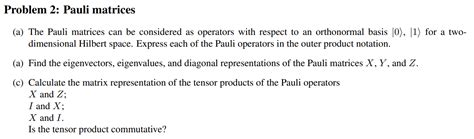 Solved Problem 2 Pauli Matrices A The Pauli Matrices Can