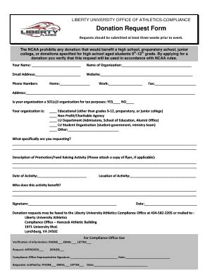 Fillable Online Liberty Donation Request Form Liberty University