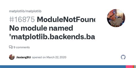 modulenotfounderror no module named matplotlib backends backend svg