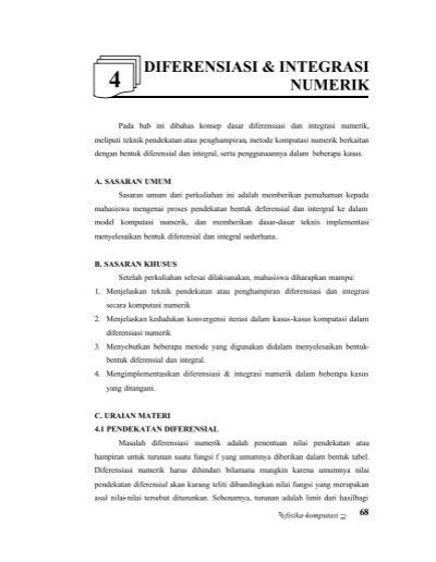 Contoh Soal Diferensiasi Numerik Metode Selisih Maju Metode Beda