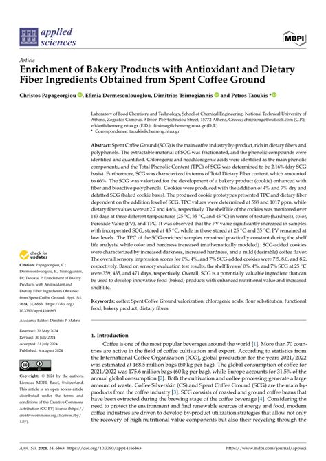 Pdf Enrichment Of Bakery Products With Antioxidant And Dietary Fiber Ingredients Obtained From