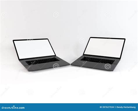 Realistic Laptop Mockup Template Scene Editorial Stock Image Illustration Of Rendering