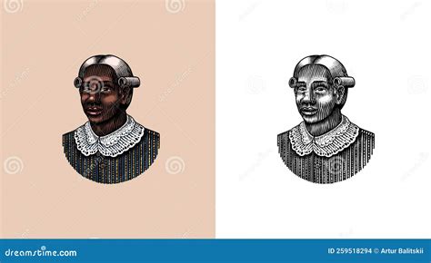 Elegant Old Woman Afro American Lady Victorian Era Fashion And