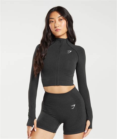 Gymshark Vital Seamless 20 Midi Zip Up Jacket Cobalt Purple Marl