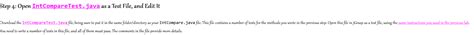 Solved Step 4 Open IntCompareTest Java As A Test File And Chegg