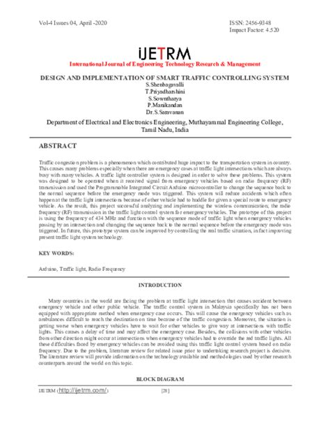 Pdf Design And Implementation Of Smart Traffic Controlling System