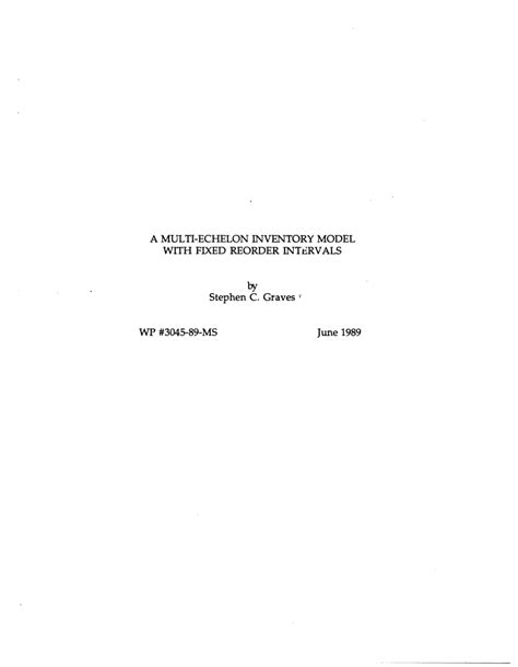 Pdf A Multi Echelon Inventory Model With Fixed Reorder Intervals