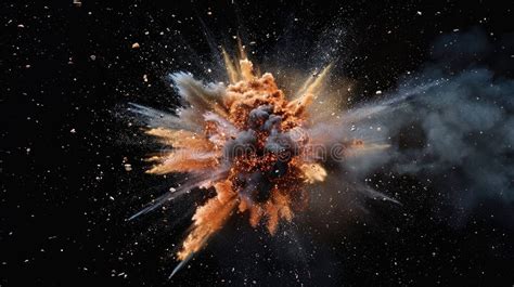 Massive Explosion With Colorful Smoke In Space Vibrant Visual Effect