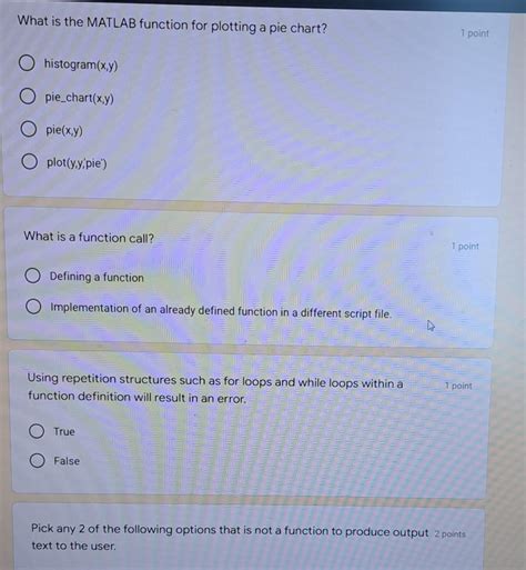 Solved What Is The Matlab Function For Plotting A Pie Chart