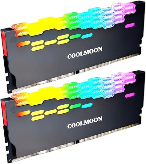 メモリ ヒートシンク Led Argb 5v 3pin Ram 冷却 ダイヤモンドカット 2個入りセット ブラック