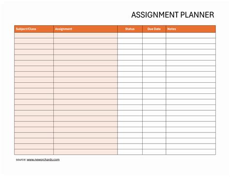Free Pdf Homework Tracker Templates