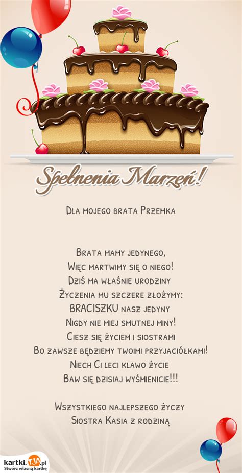 Dla Mojego Brata Przemka Darmowe Kartki