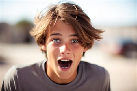 Premium Photo An French Male Teenage With Straight Hair With A