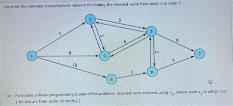 Solved Consider The Following Transshipment Network For Finding The