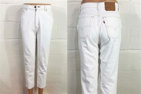 Vintage Levis 512 Jeans White Denim Slim Tapered Leg Usa Made Etsy