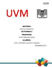 A2 Ejercicios Metodos Numericos Pdf MATERIA METODOS NUMERICOS