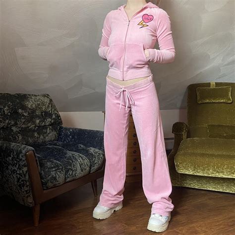Vintage Juicy Couture Velour Tracksuit In Light Pink Depop