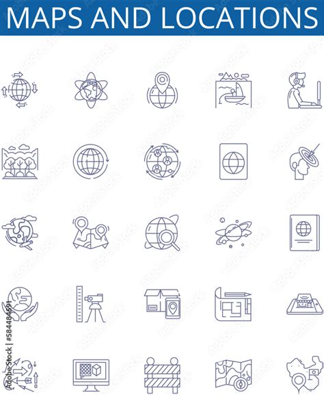 Maps And Locations Line Icons Signs Set Design Collection Of Maps