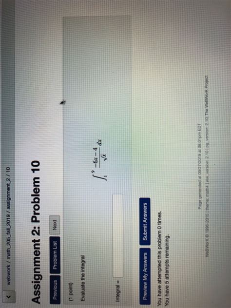 Solved Webwork Math 205 Fall 2019assignment 210