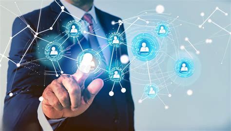 Businessman Touching Customer Global Structure Networking And Data