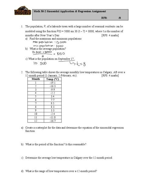 Sinusoidal Application And Regression Assignment Started Pdf Sinusoidal Application And Regression Assignment Started Pdf
