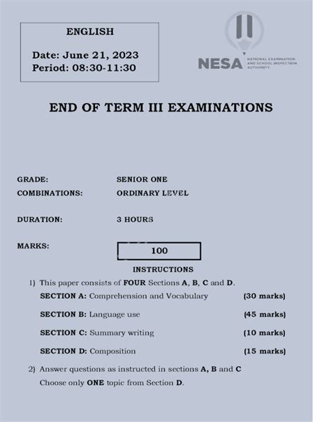 National Examination Time Table 2024 Nesa Della Sarene