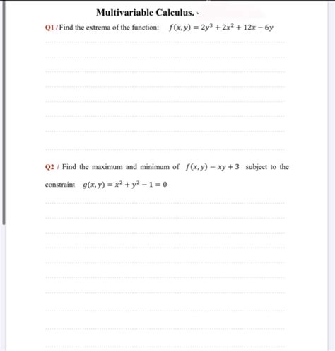 solved multivariable calculus qi find the extrema of the