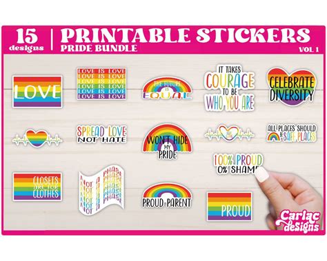 Pride Stickers Bundle Gay Pride Printable Stickers So Fontsy
