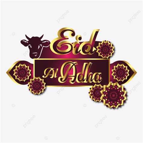 Eid Ul Adha With Cow And Flower Element Vector Design Eid Ul Adha