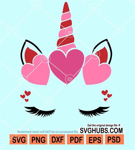 Valentine Unicorn Svg Unicorn Svg Unicorn Eyelashes Svg Unicorn Face