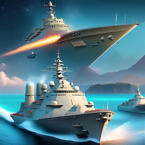 Premium Ai Image Combat Military A Fleet Of Naval Ships
