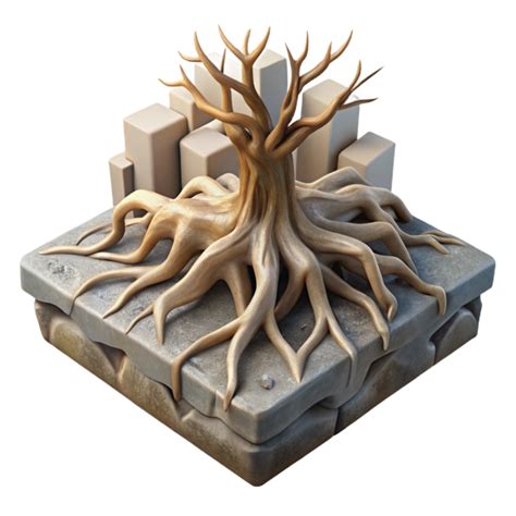 Stunning Creative Tree Roots Encasing Urban Artifact Cutout Isolated Element High Quality