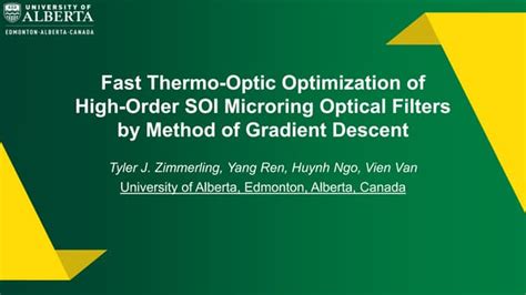 Fast Thermo Optic Optimization Of High Order Soi Microring Optical