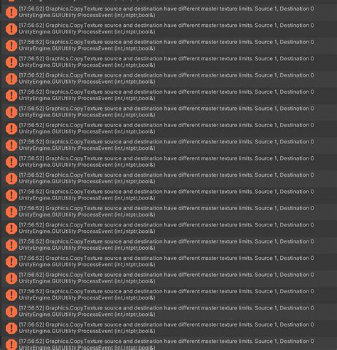Sudden Copytexture Error Spamming The Console Unity Engine Unity