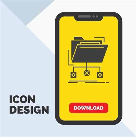 backup data files folder network glyph icon in mobile for download