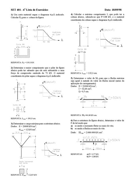 Lista Exercicio Resistência Dos Materiais Exercícios Resistência Dos