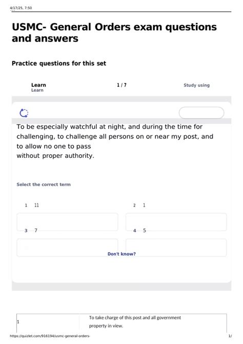Usmc General Orders Exam Questions And Answers Usmc Stuvia Us